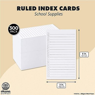 300 Pack Vertical Ruled Index Cards 3x5 with Check Boxes for Daily ...