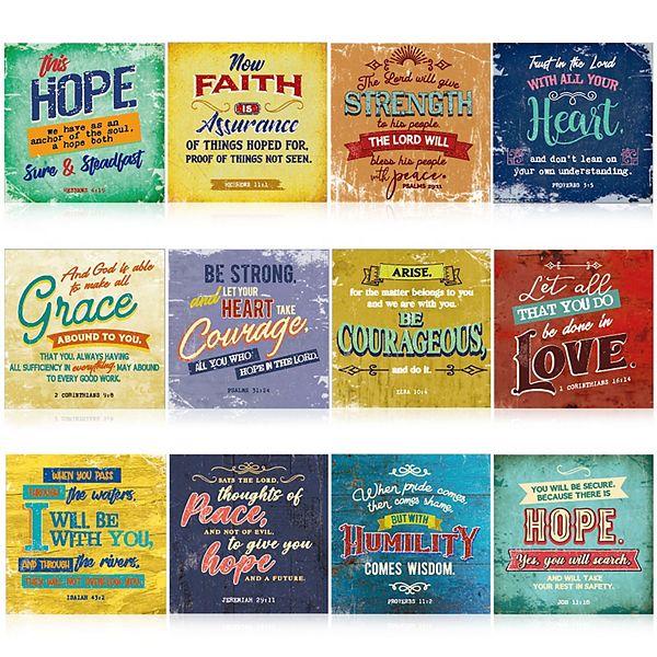 12 Pack Christian Bible Verse Posters, Motivational Religious Wall Art ...