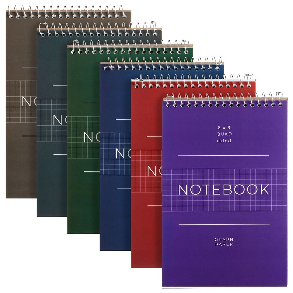 6 Pack Spiral Bound Graph Paper Notebooks for College Writing ...