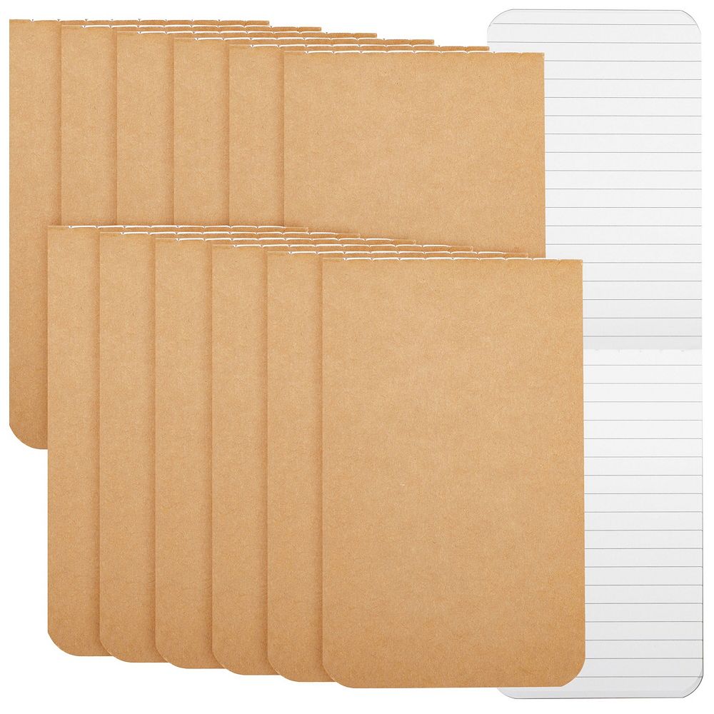 12 Pack Small Pocket Notepad, Kraft Paper Notebook, 64 Lined Pages (2 ...