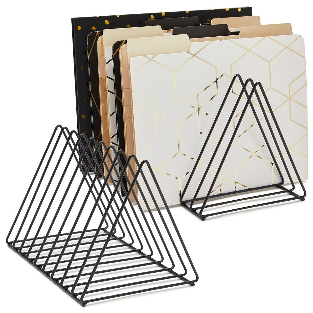 2-pack File Folder Organizer For Desk - Triangle Holder For Magazines ...