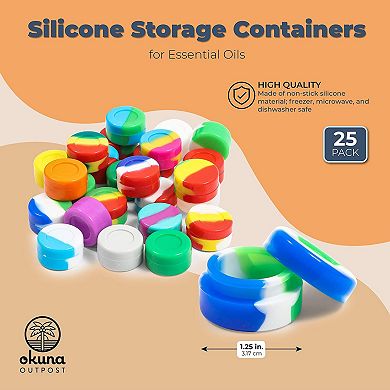 Non Stick Silicone Storage Jars (1.25 Inches, 25 Pack)