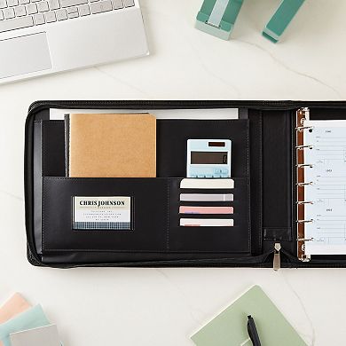 Black 7 Ring Business Checkbook Binder with Zipper for Checks, 15 x 11 ...