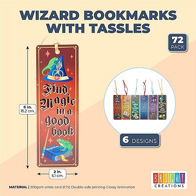 Wizard Magic Bookmarks with Tassles (2 x 6 in, 72 Pack)