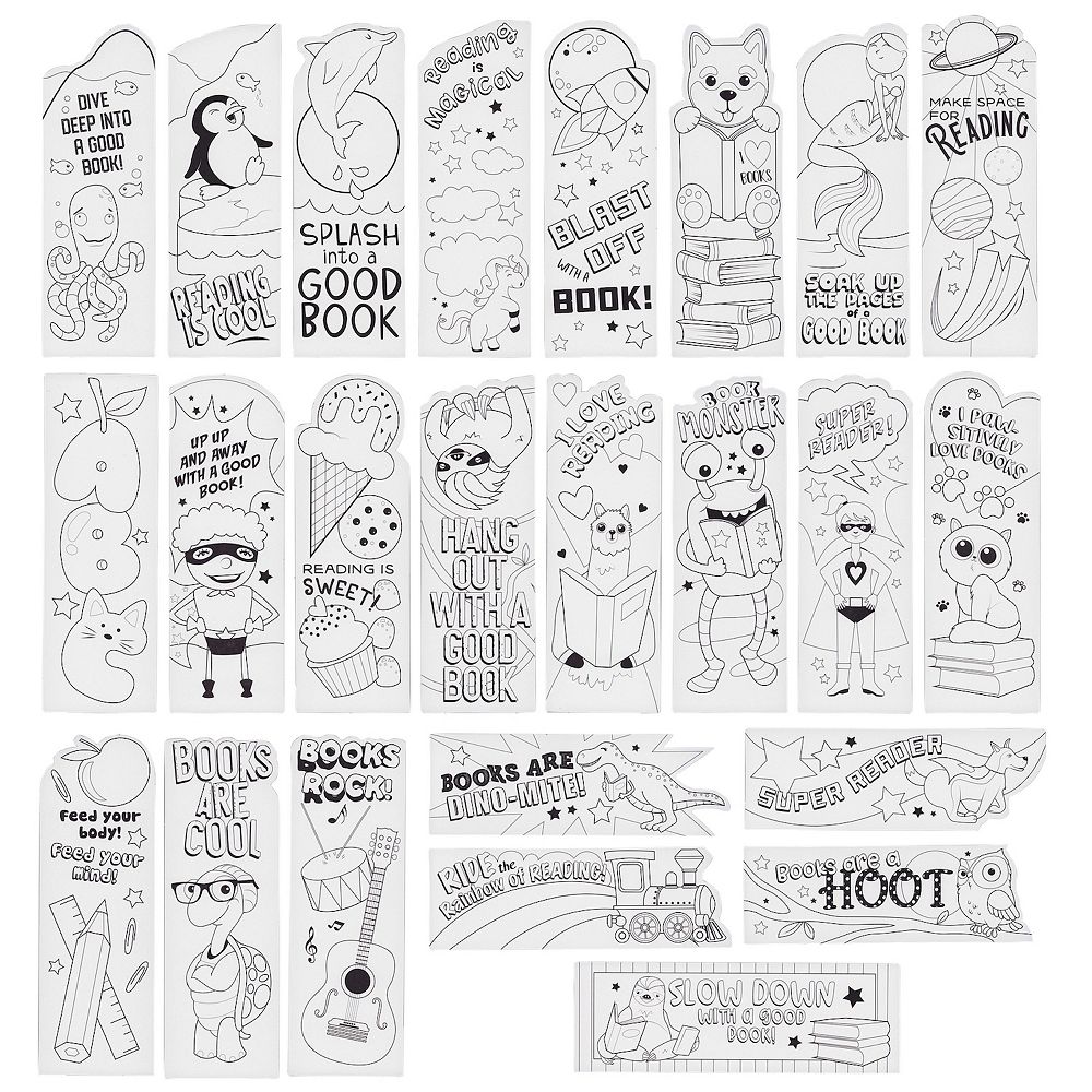 24 Pack Color Your Own Bookmarks For Kids, Students, Classroom Art, 24 ...