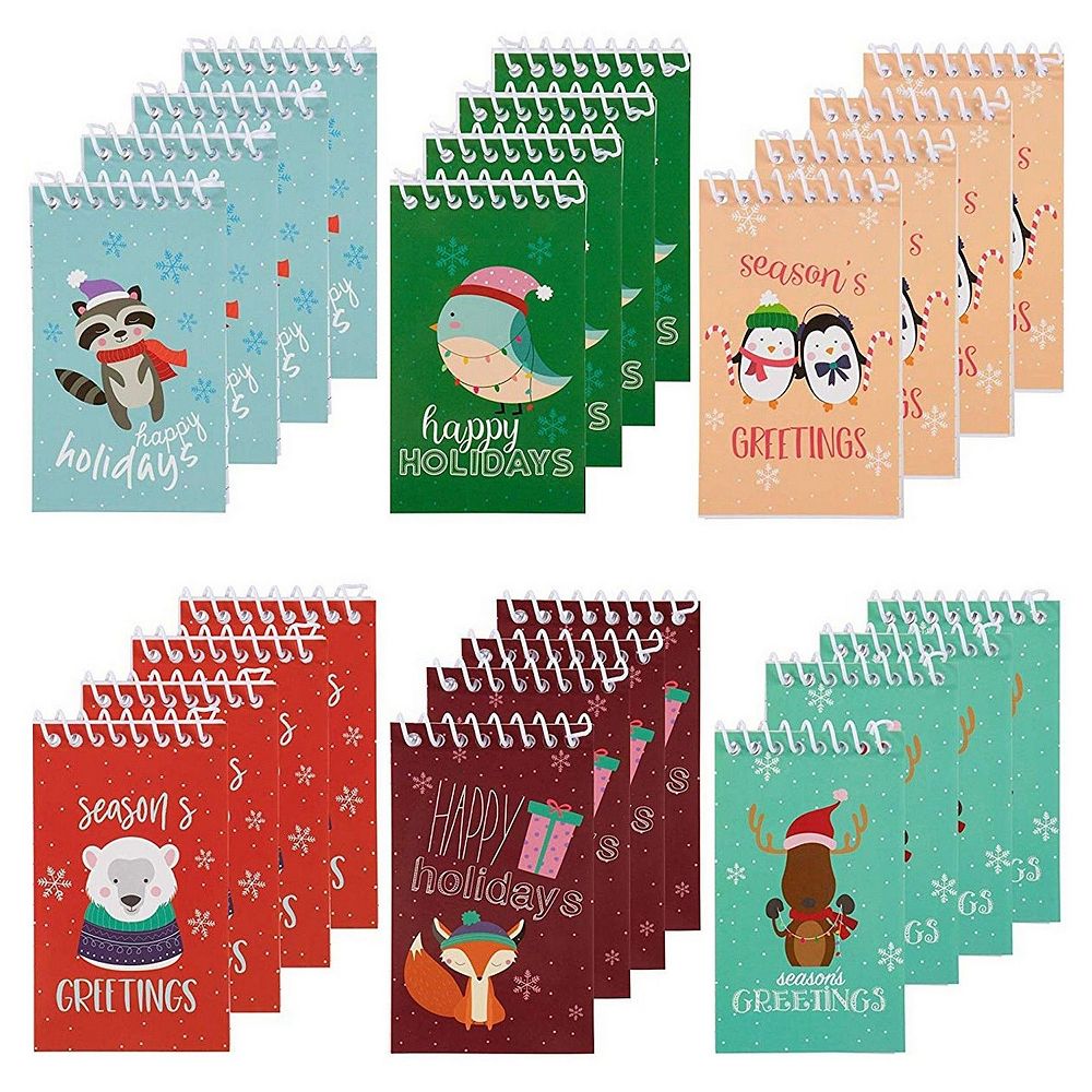 24 Pack Christmas Notepads - 6 Christmas Designs, Christmas Notebooks ...