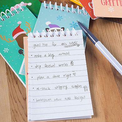 24 Pack Christmas Notepads - 6 Christmas Designs, Christmas Notebooks ...
