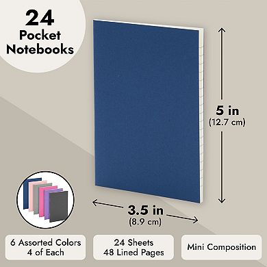 24-Pack Mini Writing Journals Pocket Notebook Lined, Soft Cover 6 ...