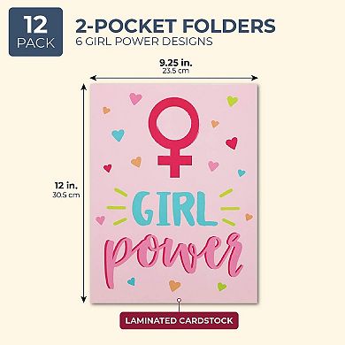 12 Pack Feminism Girl Power Pocket File Folders, 9 x 12 inch, 6 ...
