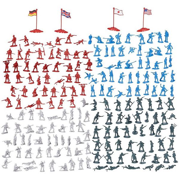 Military Figures Set with Flags, World War II Toy Soldiers (4 Colors ...