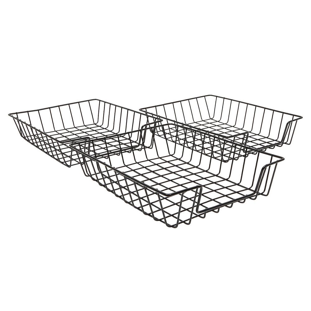 Wire Desk Tray Organizers For Letter-size Paper, Black Baskets For ...