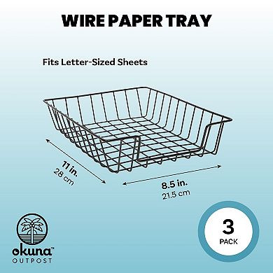 Wire Desk Tray Organizers For Letter-size Paper, Black Baskets For ...