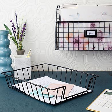 Wire Desk Tray Organizers For Letter-size Paper, Black Baskets For ...