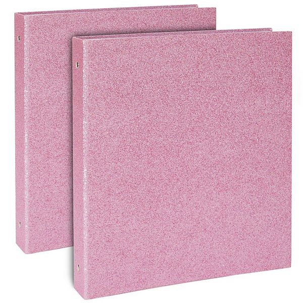 2 Pack Sparkly Pink 3 Ring Binder with 2 Inch Rings, 350 Sheet Capacity ...