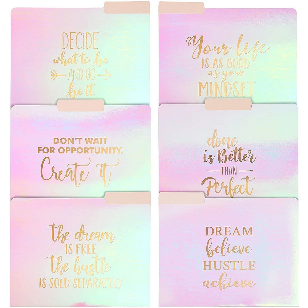 12x Motivational Iridescent File Folders, Letter Size (9.5 x 11.5 in ...
