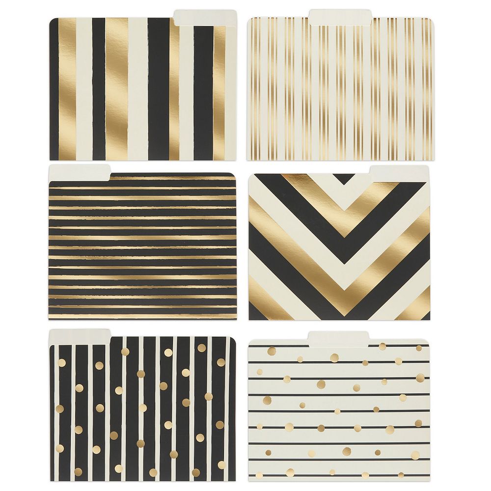 Geometric File Folders, Gold Office Supplies (11.5 x 9.5 in, 12 Pack)