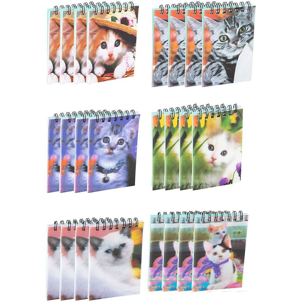 Juvale Cute Cat Mini Notebook, Spiral-Bound Notepad, Kitten Party ...