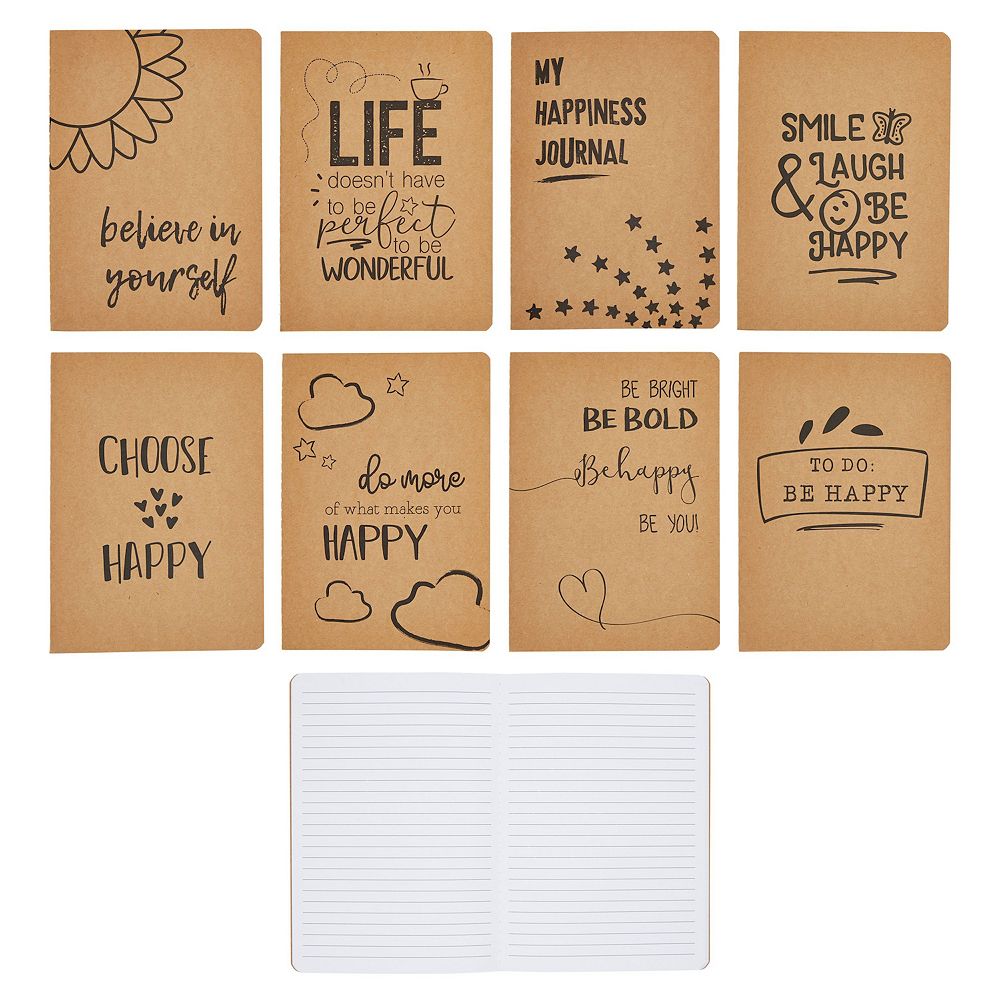 Motivational Kraft Paper Notebooks in Happy Theme, A5 Lined Journals ...