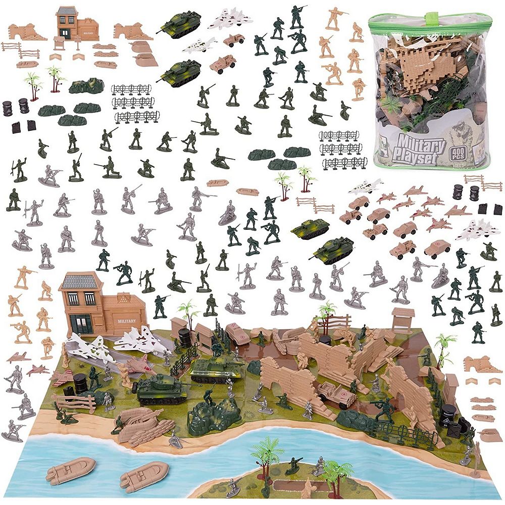 Army Men Action Figures Set with Map, Includes Carrying Tote for Easy ...