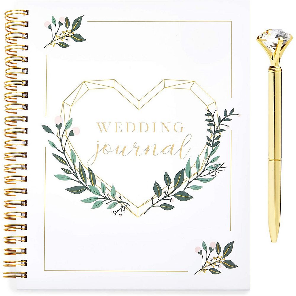2 Pcs Set Wedding Notebook Planning Journal with Gold Diamond Pen for ...
