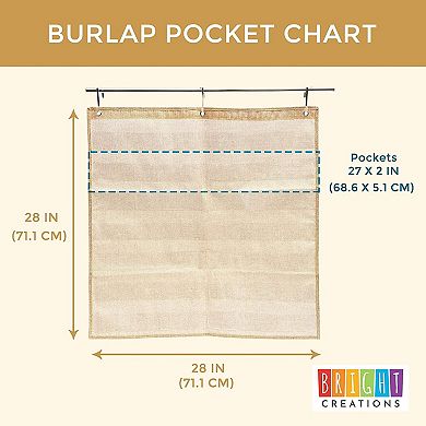 Burlap Pocket Charts for Classrooms Incentives, 7 Pockets, 28 x 28 Inches