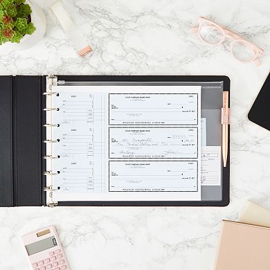 Rose Gold 7 Ring Business Checkbook Binder with Zipper for 600 Checks ...