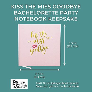 Kiss the Miss Goodbye Bachelorette Party Notebook Keepsake, Gold Foil ...