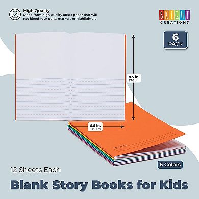 Blank Story Books for Kids, Paperback, Story Lined (6 Colors, 6 Pcs)