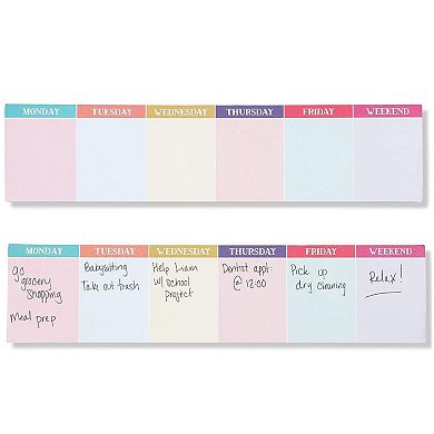 2 Pack Weekly Planner Sticky Notes for To-Do List, Office Supplies, 12x3 in