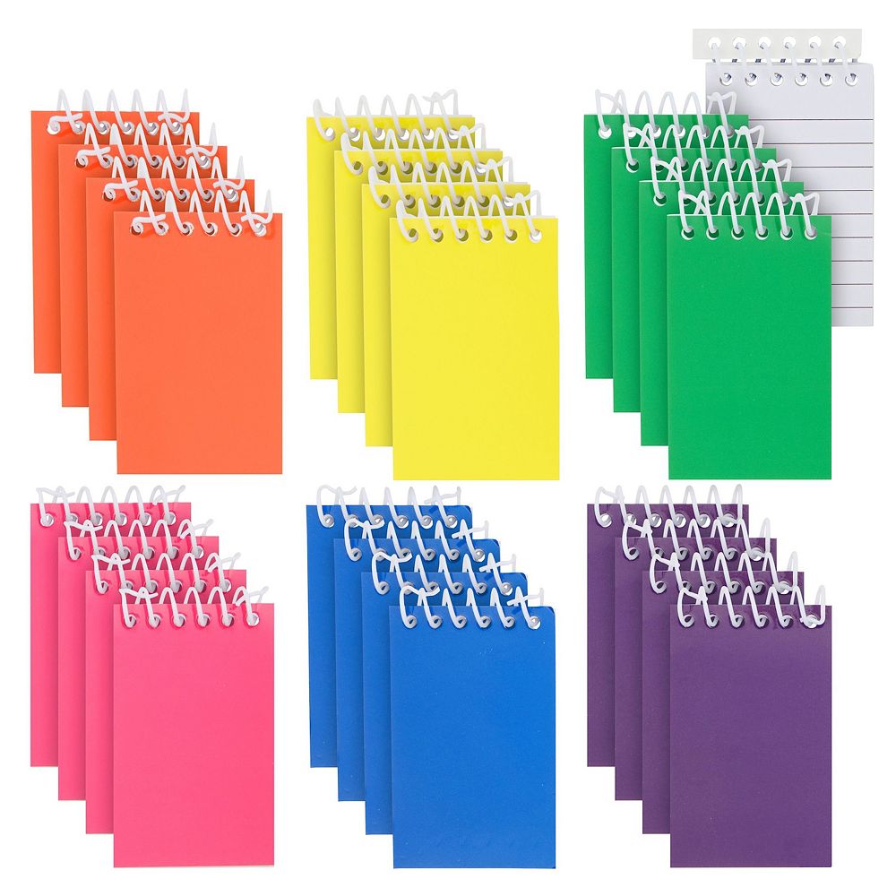 24 Pack Mini Notepads, Rainbow Colored Notepads (6 Colors, 2.25 X 3.5 In)