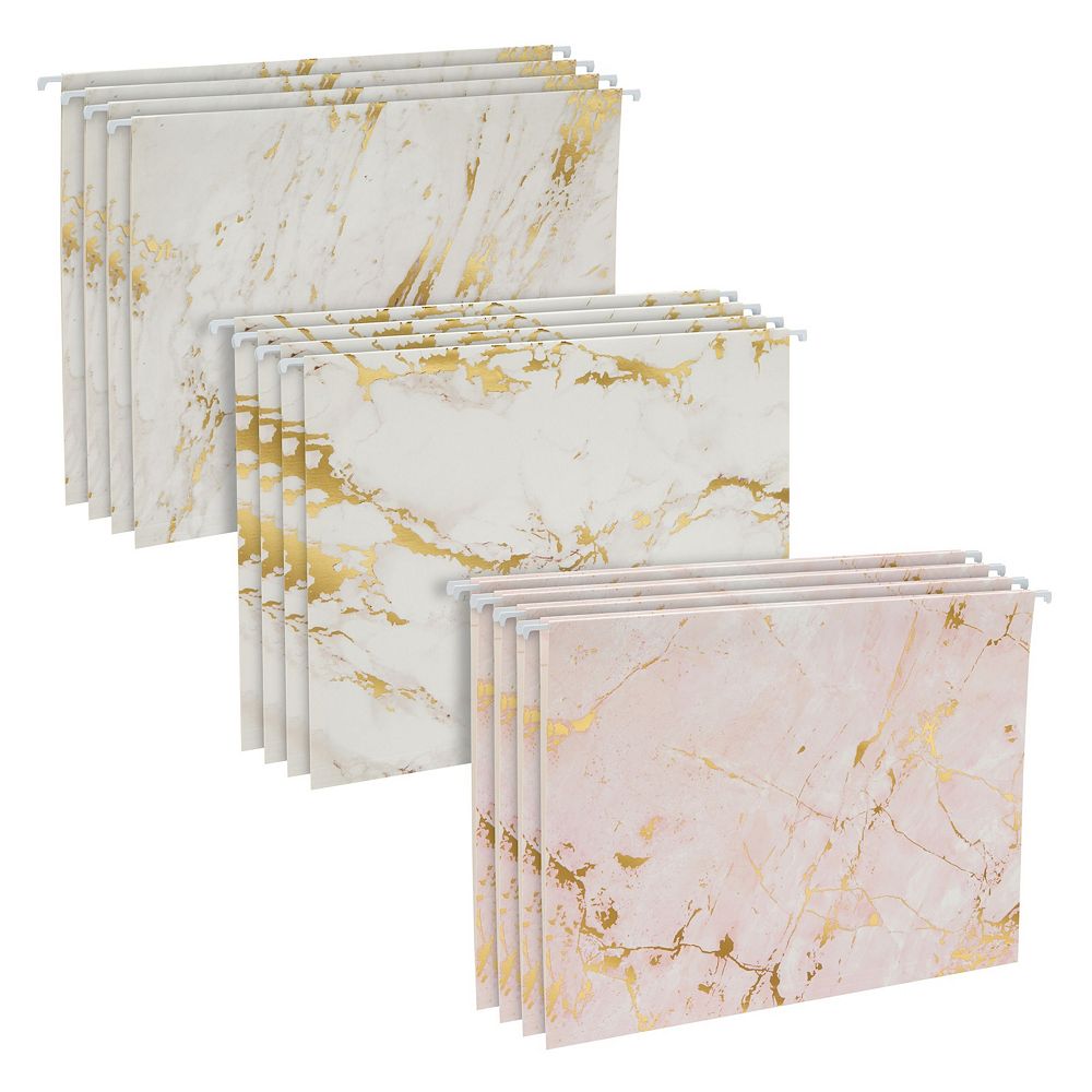12 Pack Hanging File Folders Letter Size 1/5 Cut Tab Decorative Gold ...