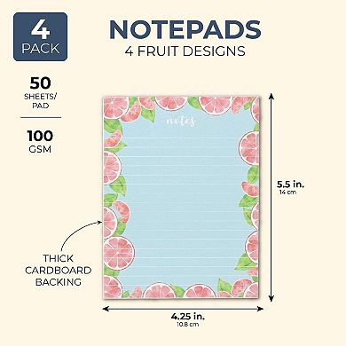 4Pack Fruit Designs Notepads Notebooks Memo Pad Lined Paper Pocket, 4 ...