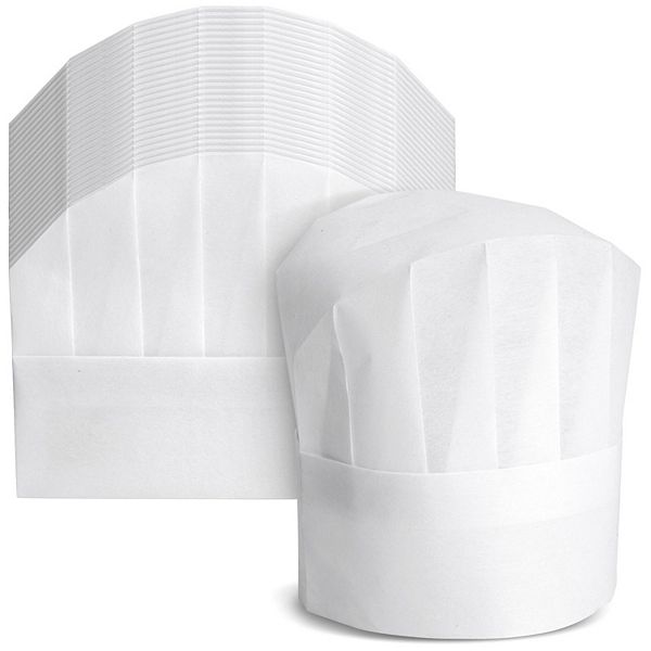 24 Pack Adjustable Disposable Chef Hats For Kids, Adults (white)