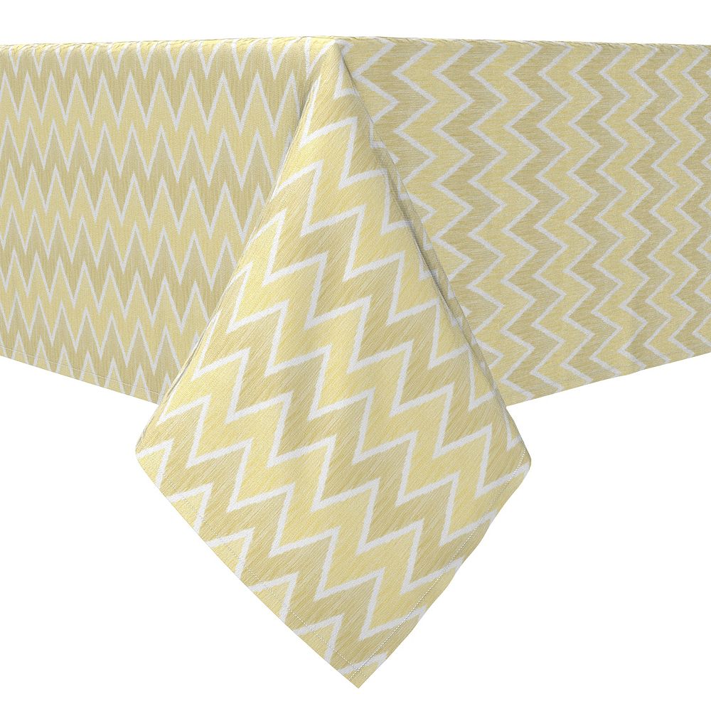 Rectangular Tablecloth, 100% Cotton, Yellow Ikat Chevron