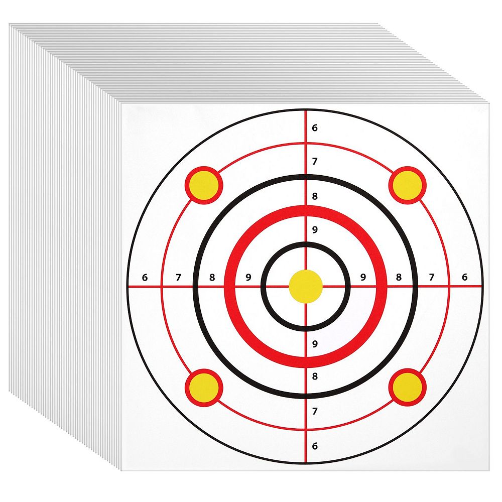 50 Sheets Bullseye Paper Targets for Firearms Range Practice, 11x11 In