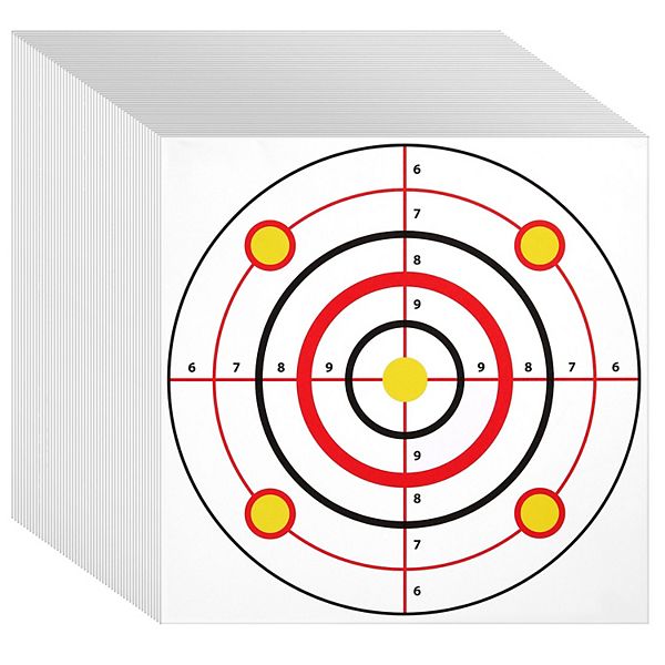 50 Sheets Bullseye Paper Targets for Firearms Range Practice, 11x11 In