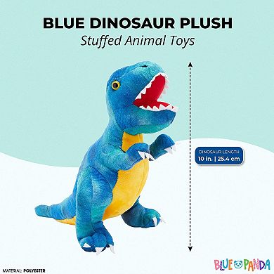 Blue T-Rex Themed Plush Toy for Kids, Dinosaur Stuffed Animal (10 Inches)