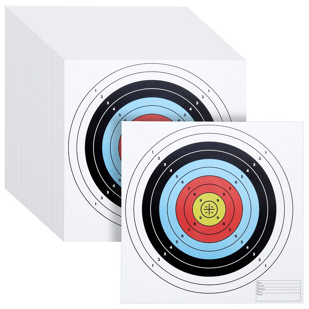 50 Pack Bullseye Large Paper Range Targets, 10 Rings, 17 x 17 in