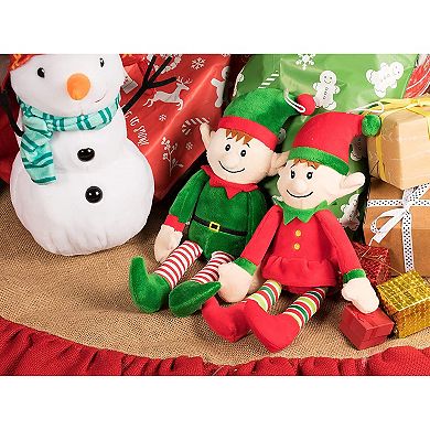 Elf Plush Toys, Christmas Stuffed Animal in 2 Colors (2 Pack)