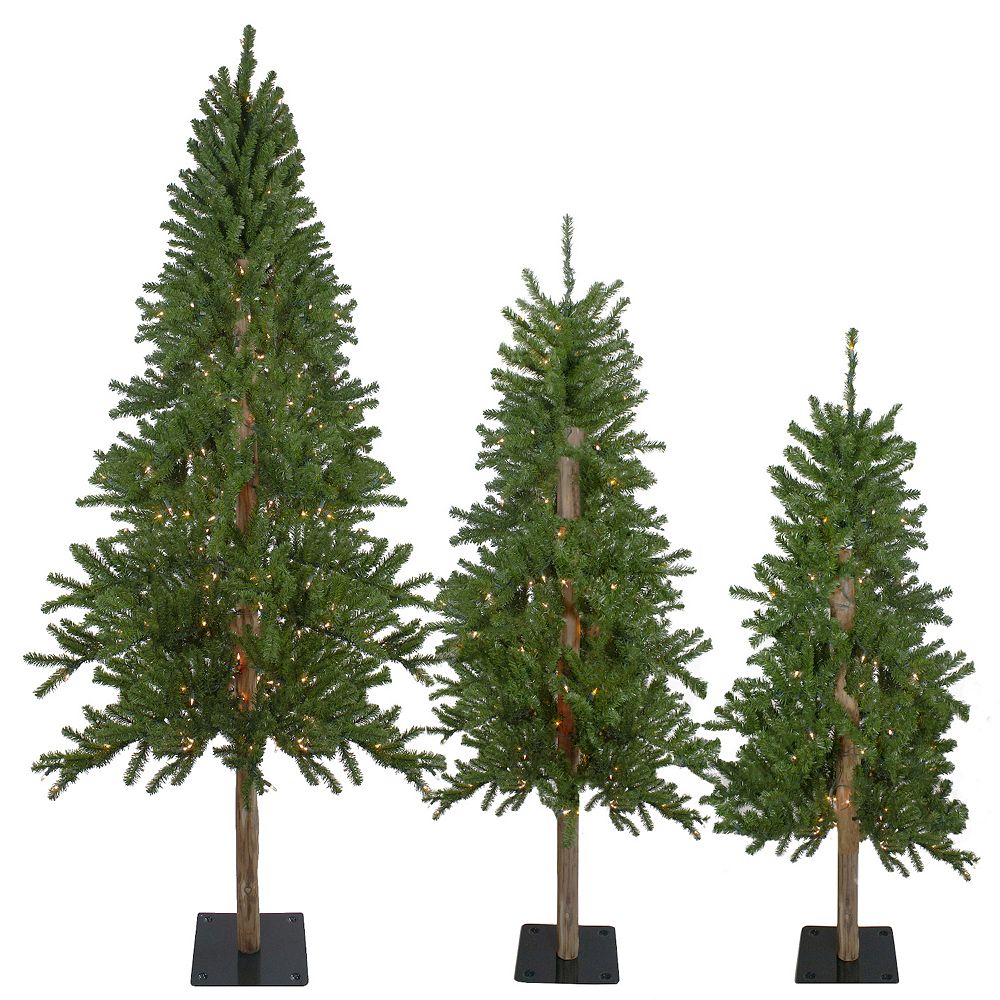 Northlight Pre-Lit Slim Alpine Artificial Christmas Tree 3-piece Set