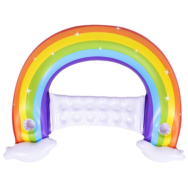 58" Inflatable Rainbow Swimming Pool Lounge Chair