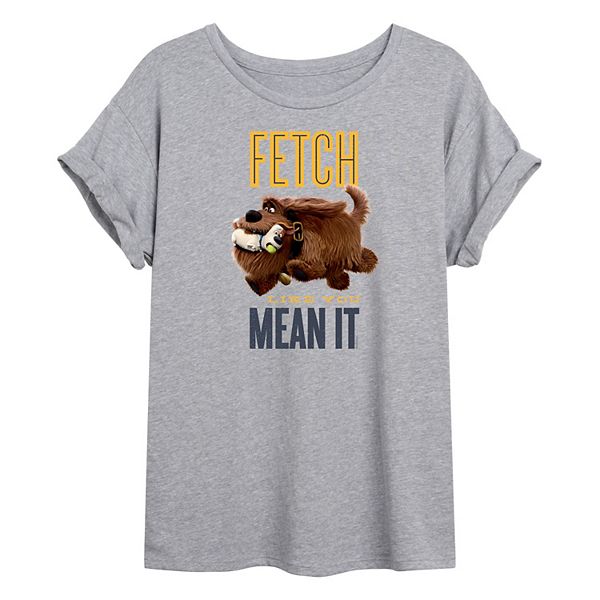 Juniors' Secret Life Pets Fetch Oversized Graphic Tee