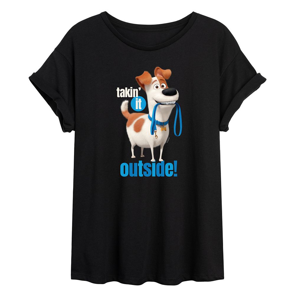 Juniors' Secret Life Pets Outside Oversized Graphic Tee