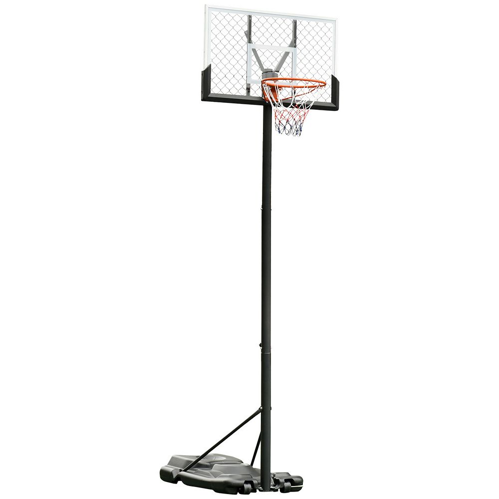 Basketball Hoop W/ 2 Built-in Moving Wheels And Ball Holder, 86.5"-143.5" H