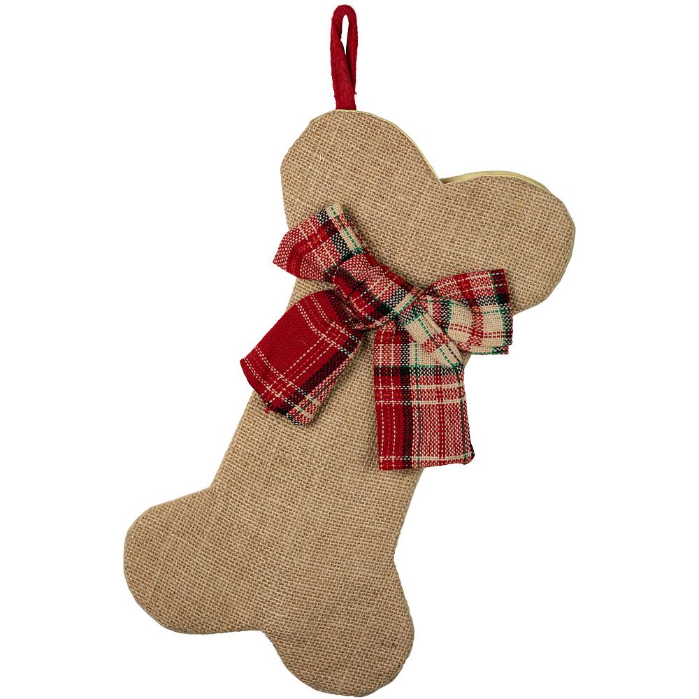 Northlight Burlap Dog Bone Christmas Stocking