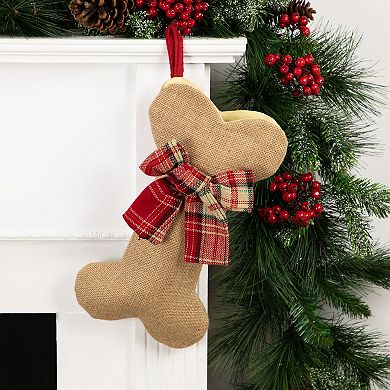 Northlight Burlap Dog Bone Christmas Stocking