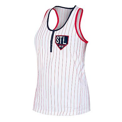 Women's New Era White St. Louis Cardinals Pinstripe Henley Racerback ...