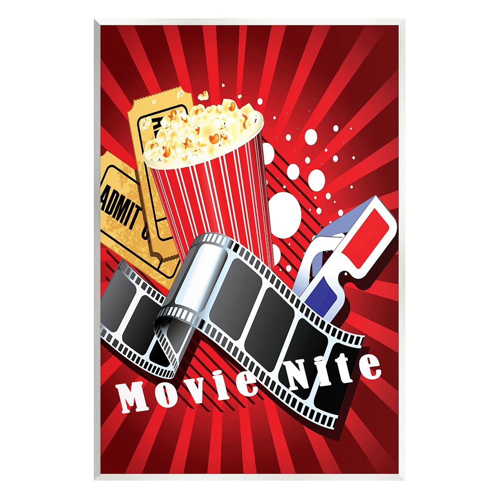 Stupell Home Decor Movie Nite Cinema Popcorn Wall Plaque
