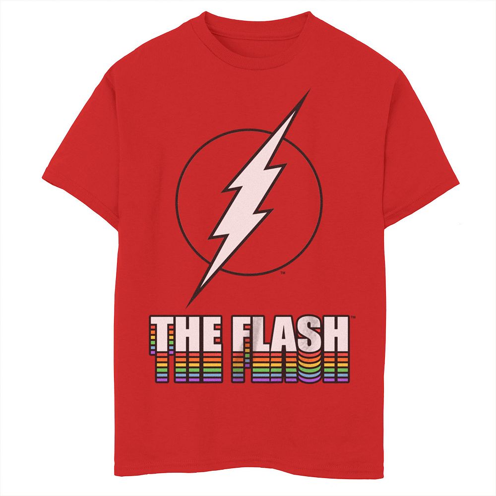 Boys 6-20 DC Comics The Flash Rainbow Stack Lightning Bolt Logo Graphic Tee