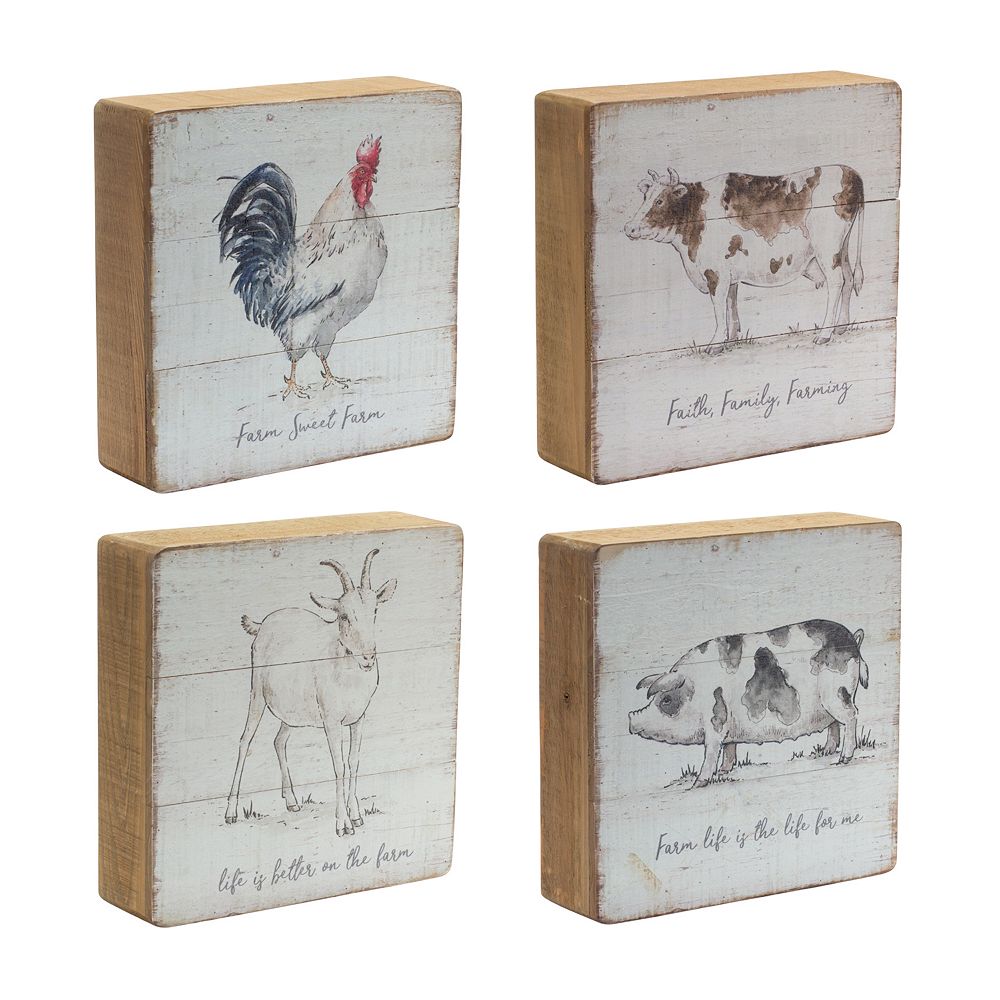 Melrose Rustic Farm Animal Wall Decor 4-piece Set
